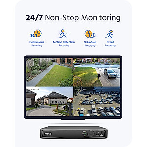 ANNKE H800 4K Security Camera System, 8MP 8CH NVR and 4X PoE Turret 4K Cameras Built-in Microphone, IP67 Weatherproof, 120dB WDR & 3D DNR, Smart IR & 100ft EXIR Night Vision(NO HDD Included)