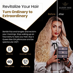 QUEEN BEE SILK - Silk Pillowcase for Hair and Skin - 22 Momme Mulberry Silk - Charmeuse Weave - Envelope Closure - Standard Size - White