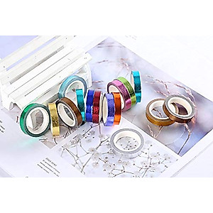 30 Rolls Washi Tape,Multi-Colored & Gold Metallic Washi Masking Tape - 8mm x 4m Rainbow Paper Tape for DIY Crafts (Mix)