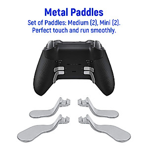 Mcbazel 13 in 1 Metal 6 Swap Thumbsticks Joysticks, 4 Trigger Paddles, 2 D-pads with Adjustment Tool and Carry Case for Xbox One Elite Series 2 Controller - Silver