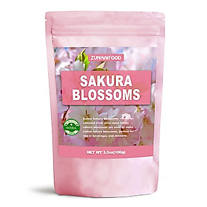 Edible Salted Sakura Blossoms, Premium Pickled Sakura Cherry Blossoms, 3.5oz(100g)