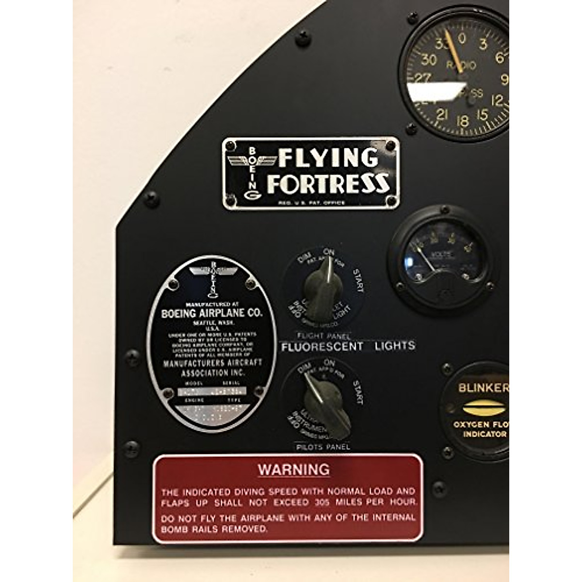 Reproduction Boeing B-17 Flying Fortress Instrument Panel Placard