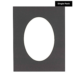 16x20 Mat Bevel Cut for 13x18 Photos - Precut Textured Black Oval Shaped Photo Mat Board Opening - Acid Free Matte to Protect Your Pictures - Bevel Cut for Family Photos, Pack of 1 Matboard
