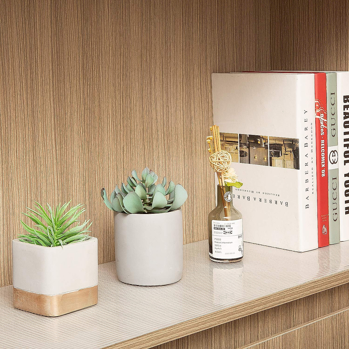 SinhRinh Drawer and Shelf Liner, 17.5IN x 10FT Non Slip Non Adhesive Cabinet Liner for Kitchen and Desk - Clear Ribbed