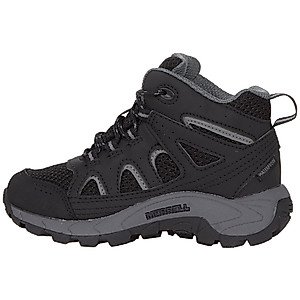 Merrell Oakcreek Mid Lace WTRPF Hiking Boot, Black/Grey, 2 US Unisex Big Kid