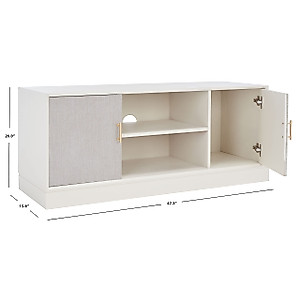 SAFAVIEH Home Collection Estella White 2-Door 1-Shelf Entertainment Media Stand up to 55" Flatscreen TV