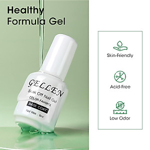 Gellen Gel Top and Base Coat, 2pcs Clear Gel Nail Polish Set, 8ml No Wipe Gel Top Coat Nail Polish, Long lasting Base Coat Gel Manicure, Soak Off LED Nail Lamp Base Top Coat for Nail Salon, Nail Art