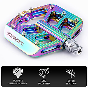 BONMIXC Bike Pedals MTB Pedals Non-Slip BMX Pedals Sealed Bearing Fashion Flat Road Bike Pedals 9/16" Oil Slick