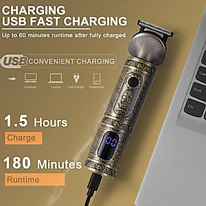 Scttomon Beard Trimmer Kit Professional Hair Clipper Trimmer Zero Gapped T-Blade Trimmer Electric Shaver Razor Nose Body Trimmer for Men Cordless Grooming Kit 7 in 1