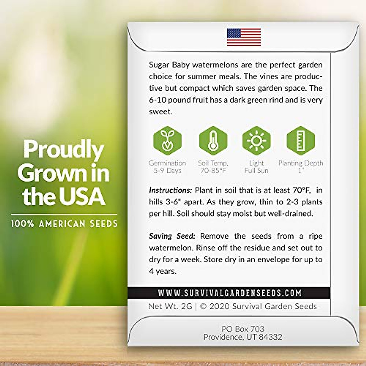 Survival Garden Seeds - Sugar Baby Watermelon Seed for Planting - Packet with Instructions to Plant and Grow Little Round Watermelons in Your Home Vegetable Garden - Non-GMO Heirloom Variety