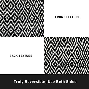 Chardin home 100% Cotton Diamond 3x5 Area Rug Fully Reversible, Machine Washable, Black and White