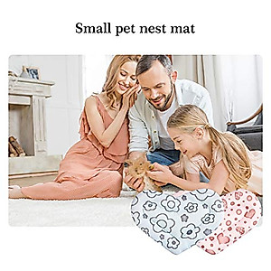 Hamster Mouse Winter Warm Pad - Mini Pet Bed Pads for Small Animals, Hedgehog / Guinea Pig / Dwarf Bunny / Rabbit's Warmer House Cotton Nest, Heart Shape (Pink)