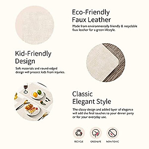 Placemats Set of 6 for Dining Table - Maxpearl Heat Resistant Faux Leather Place Mats - Wipe Clean - Suitable for Indoor & Outdoor, 17’’×12’’, Beige