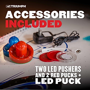 Triumph Sports Fire ‘n Ice LED Light-Up 54" Air Hockey Table Includes 2 LED Hockey Pushers and LED Puck