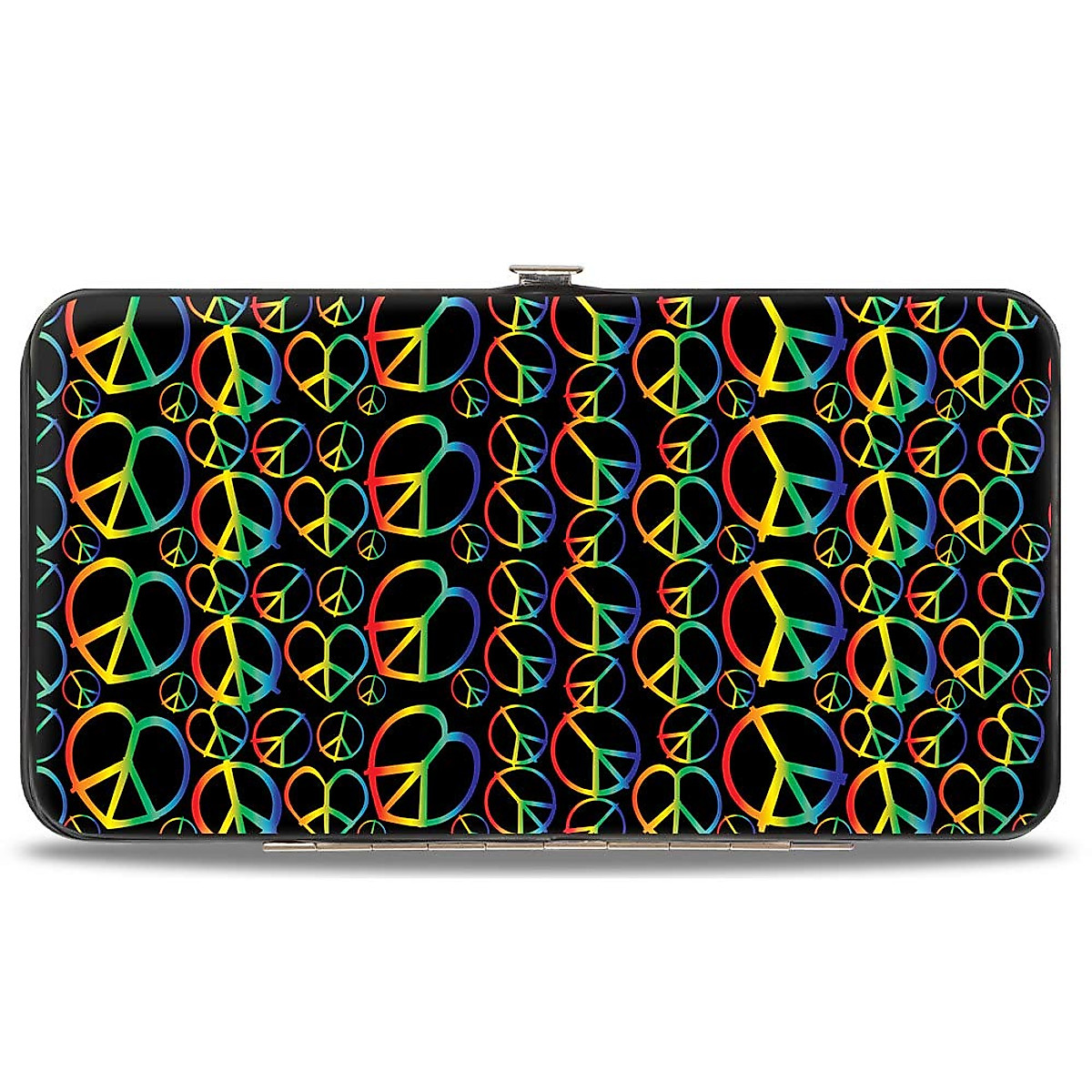 Buckle-Down womens Buckle-down Hinge - Peace Heart Black/Rainbow Ombre Wallet, Multicolor, 7 x 4 US