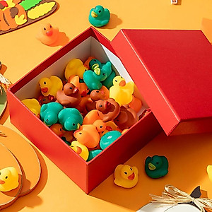 Haooryx 60pcs Christmas Mini Rubber Ducks Mini Float Ducky Pool Toys Novelty Squeeze Ducks for Christmas Festival Theme Party Favors Supplies Basket Stuffer Baby Shower Birthday Pool Party Decoration