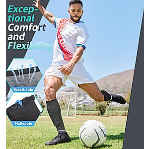 HiRui Soccer Shin Guards Shin Pads for Kids Youth Adult, Calf Compression Sleeve with Honeycomb Pads, Support for Shin Splint Baseball Boxing Kickboxing MTB, Lightweight (1PAIR) (Black, M)