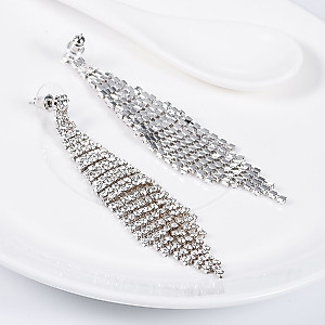 SELOVO Long Chandelier Dangly Dangle Earrings Silver Tone Tassel Bride Jewelry for Women