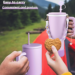 Sanilinwild 40 oz Tumbler with Handle Straw and Accessories, Drop & Abrasion Resistant, Vacuum Double-Layer Insulation, Ideal for Camping, Fitness, Outdoor Use