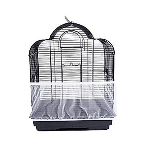 TIANRUOXIAOKE Universal Bird Cage Seed Catcher Seeds Guard Parrot Mesh Net Cover Stretchy Shell Skirt Traps Cage Basket Soft Airy Parrot Cage Skirt (M, White)