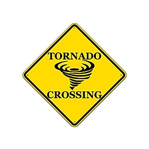 Funny Metal Warning Tornado Crossing XING Tin Sign Wall Décor Man Cave Bar