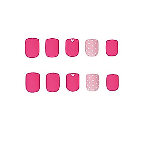 Gifts for Valentine`s Day Short square BARBIE Pinks Nails with love pattern, women Press on nail fashion false nail (BARBIE Pink)