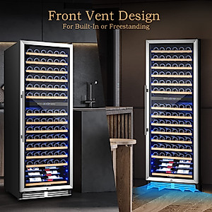 AAOBOSI 24 Inch Wine Cooler Dual Zone, 154 Bottles Wine Refrigerator Built in or Freestanding Wine Fridge 40°F-65°F with Intelligent Temperature Control-Memory Function-Powerful Compressor-Quiet