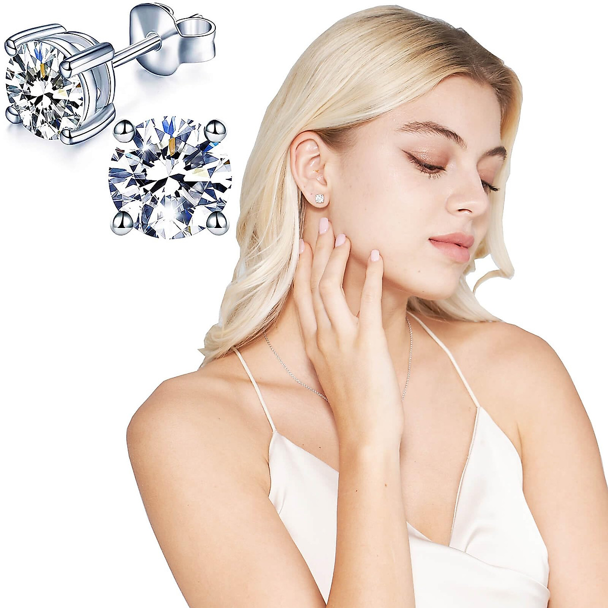 YODEWA Earrings for Women Trendy Hypoallergenic 925 Sterling Silver Moissanite Earrings Studs Jewelry Gifts for Women/Mom - Moissanite 0.6CT