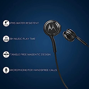 Motorola Ververap 105 Bluetooth Wireless Earbud in-Ear Neckband Headphone with Mic (Black)