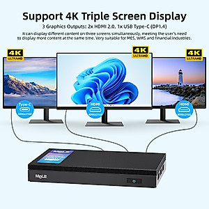 MeLE Fanless Mini PC Quieter3C Mini Computer N5105 8GB 128GB USB-C 4K Triple Display Windows 11 Pro WiFi 5 BT5.1 Gigabit Ethernet Micro PC, Support M.2 SSD on Business Industrial IoT Office Home