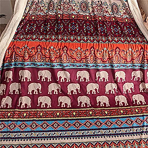 LOVINSUNSHINE Boho Throw Blankets for Couch Bohemian Elephant Soft Cozy Plush Sherpa Fleece Blanket 60x80 -