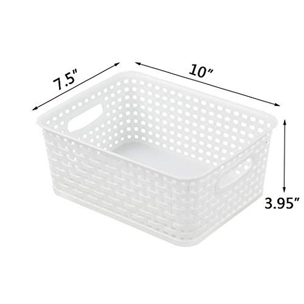 Ponpong Plastic Weave Shelf Basket, Plastic Rattan Storage Bins, 6 Packs