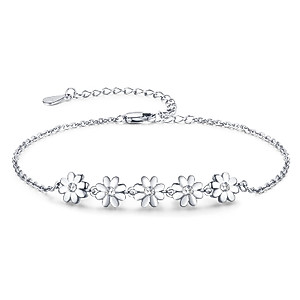 Palpitate Daisy Bracelet Sterling Silver Dainty Jewelry Dainty Bracelet for Women on Birthday Anniversary Christmas