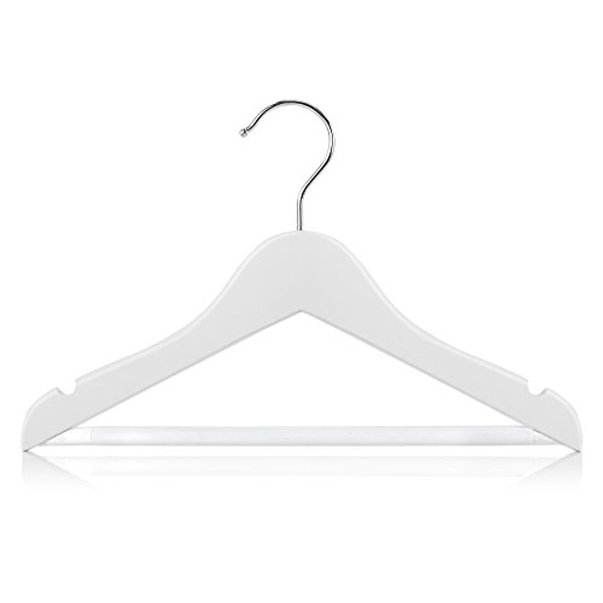 HANGERWORLD 6 White Wooden 11.8inch Kids Notched Coat Clothes Garment Hangers Non Slip Pants Bar