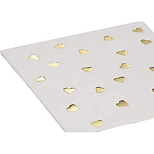 Valentine's Paper Napkins for Party Supplies (White, Gold Foil, 5 In, 50 Pack)