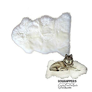 Fur Accents White Shag Rug - Faux Sheepskin - Extraordinary Faux Fur Carpet - Thick - Soft - Pelt Shape - Micro Suede Non Slip Back - Hand Made Luxury USA (24"x48")