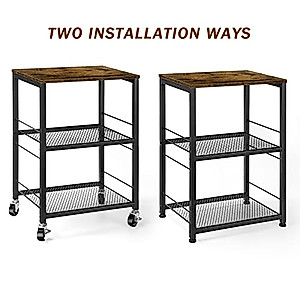 OYEAL Night Stand Industrial End Table with Storage Shelf Farmhouse Sofa Side Table for Small Spaces, Bedside Table for Living Room Bedroom, Stable Metal Frame,Rustic Brown