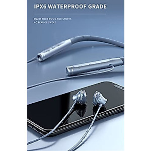 Neckband Bluetooth Headphones Around The Neck Wireless Earbuds with Microphone Flashlight Waterproof Sport Headset Noise Cancelling Ear Buds 120H Playtime for Running Cycling Cell Phone Android iOS