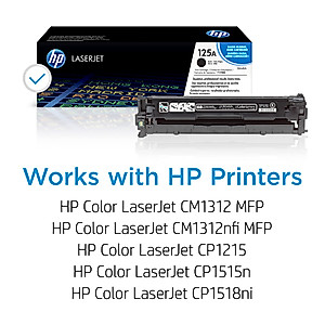 Original HP 125A Black Toner Cartridge | Works with HP Color LaserJet CM1312 MFP Series, HP Color LaserJet CP1215, CP1515, CP1518 Series | CB540A
