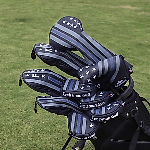 Craftsman Golf Blue Strips Mallet Putter Cover Magnetic Closure (Heel Shaft)