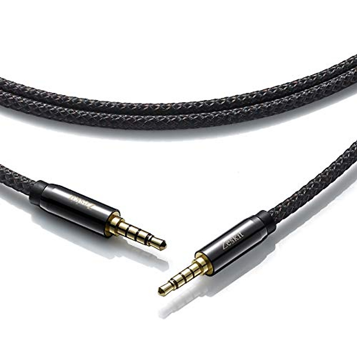 Zeskit Premium 3.5mm Jack Male to Male AUX Audio Cable, TRRS 4 Poles for Headphones with Mic, Speakers - 4ft