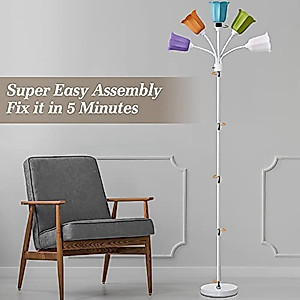 GyroVu Medusa LED Floor Lamp, Multi Head Modern Tall Lamp with Adjustable Gooseneck Standing Lamps for Living Room Bedroom Kids Room Office 6 Color Lampshades Bulb Not Included(White)