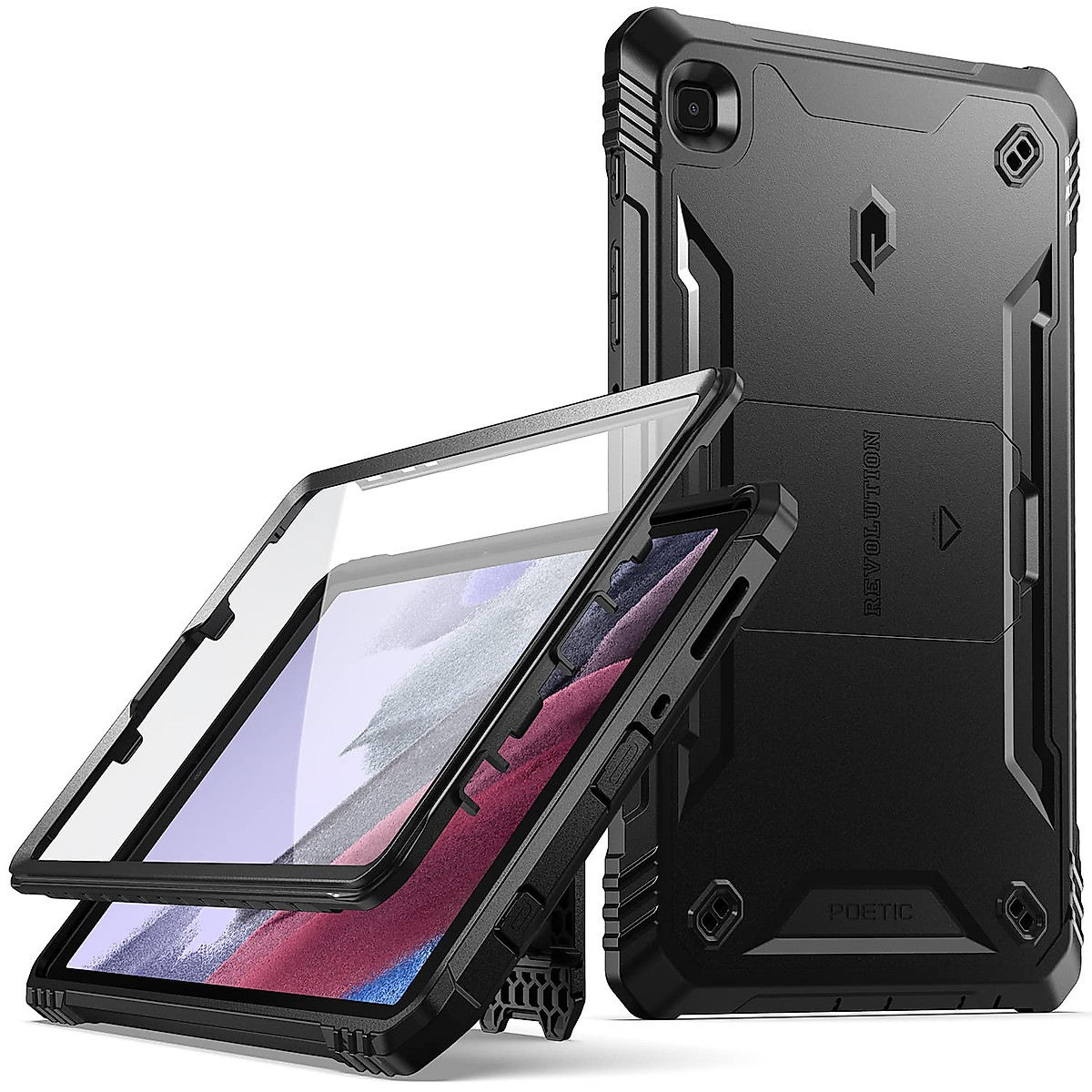 Poetic Revolution Case Designed for Galaxy Tab A7 Lite 8.7 with Screen Protector & Kickstand, Full Body Heavy Duty Rugged Shockproof Drop Protection Protective Case Cover, Black
