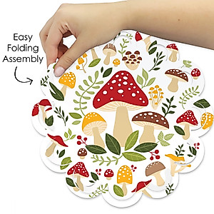 Big Dot of Happiness Wild Mushrooms - Red Toadstool Party Round Table Decorations - Paper Chargers - Place Setting For 12