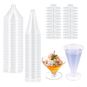 KesaPlan 40 Pack 2 Style Plastic Martini Glasses Disposable Cocktail Glasses 5/8.5 oz Martini Plastic Cocktail Glasses Ice Cream Dessert Cups with Spoons for Appetizer, Outdoor Parties, Weddings