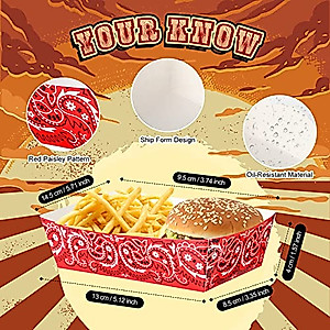 200 Pieces Cowboy Paper Food Trays Western Party Supplies Western Paisley Food Tray Western Snack Candy Holder Trays Disposable Serving Trays for Western Party Decorations Food Holder Trays