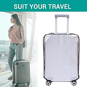 Clear Suitcase Cover - 20 24 26 28 30 Inch Waterproof PVC Suitcase Cover - Transparent Travel Suitcase Wrap - Protective Cover Case for Wheeled Luggage (20-Inch)