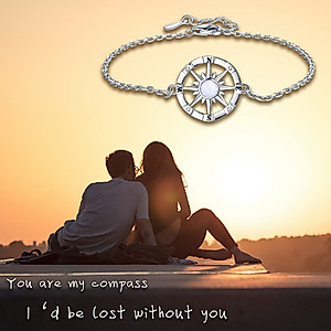 925-Sterling-Silver Opal/arrow/hollow/CZ Compass Necklace/bracelet for Women - Inspirational Nautical Dream Compass Pendant，White Gold Plated Necklaces Graduation Christmas Jewelry Gifts