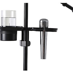 Auhafaly Plastic Microphone Stand Tray Stage Concert Performance Vocal Guitar Accessory with Drink Holder and Microphone Holder (Deluxe)