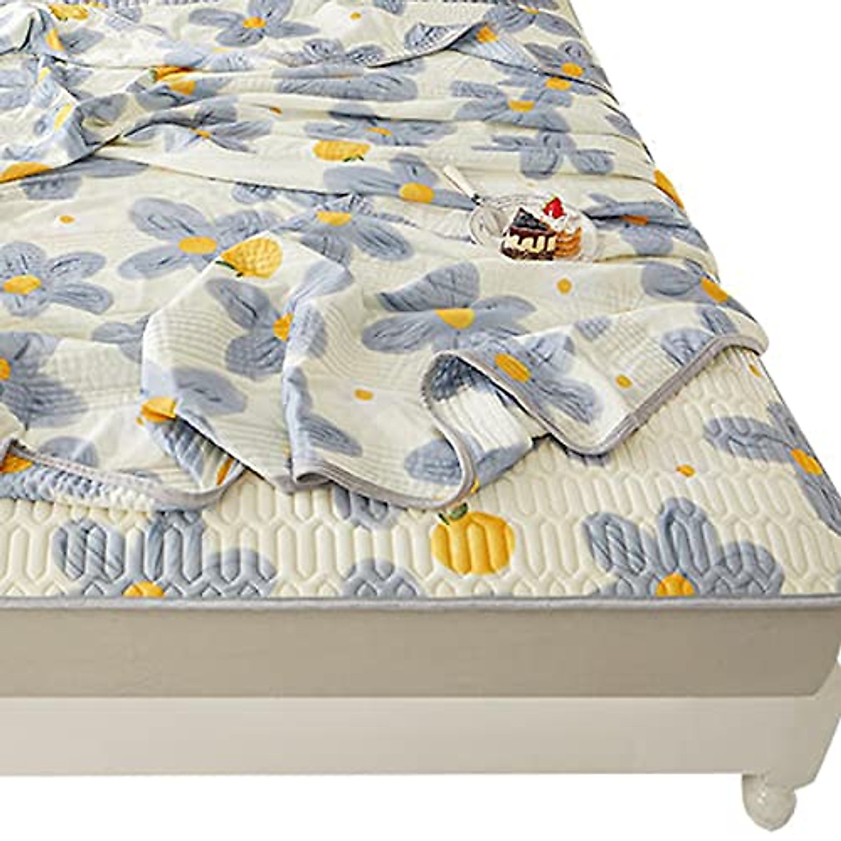 Latex Sleeping Mat Pillowcase Cooling Mattress Mat Cover Set Soft Fine Stitching Breathable IrritationFree FadeResistant for Summer (Type 1 Sleeping Mat 180x200cm / 70.9x78.7in)